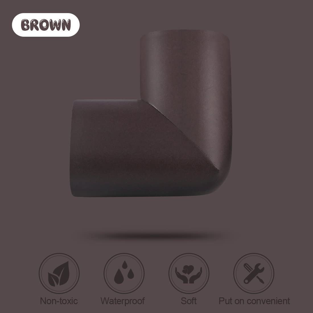Eoney Corner Guards, Corner Protectors for Baby Safety , Furniture Table Safety Bumper with 3M Tape(10 Pack), Brown, 10Pack