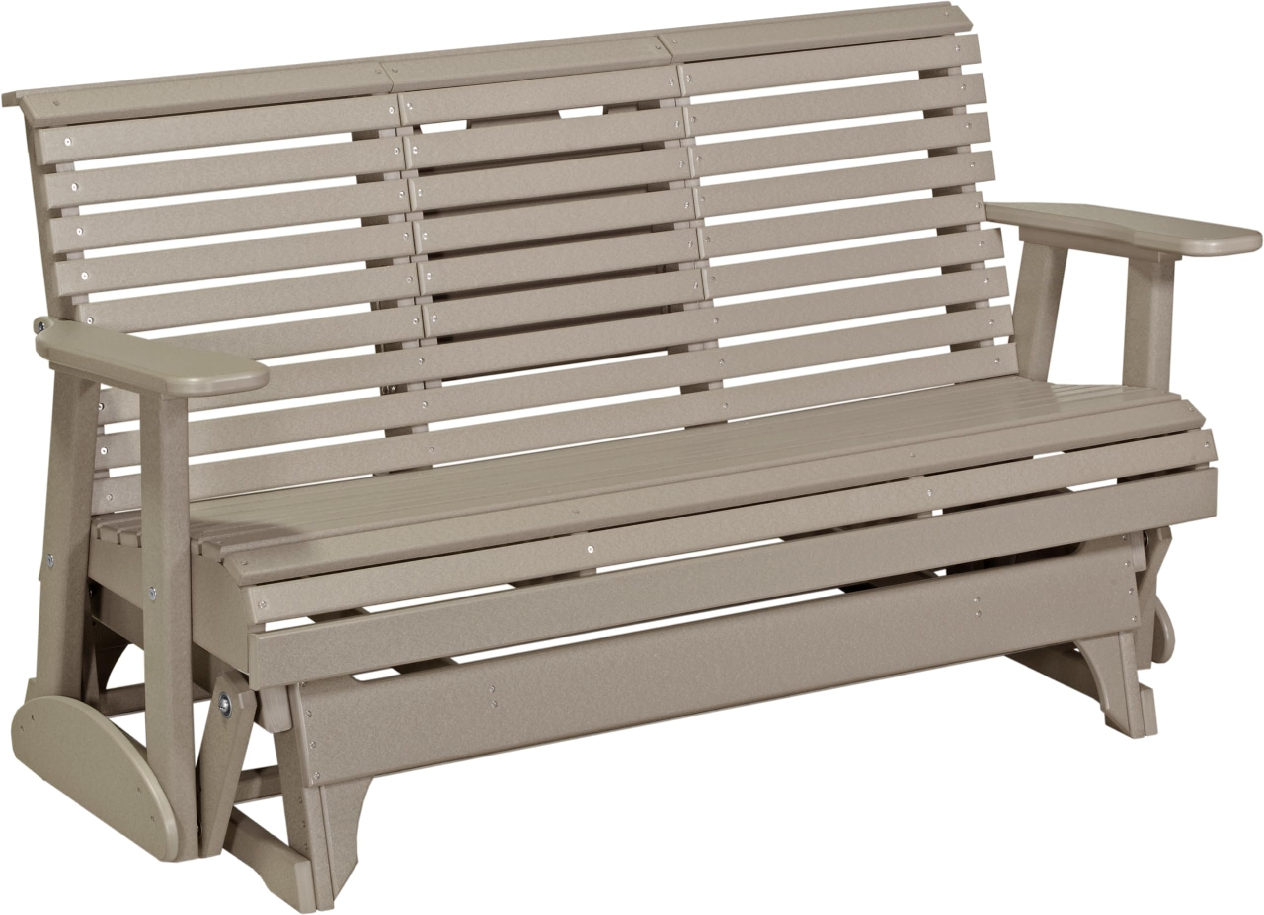 LuxCraft 5' Plain Double Glider Bench, 2 Person Glider Chair, 2 Seat Outdoor Glider, Outdoor Glider Loveseat, Patio Glider Bench (Weatherwood)