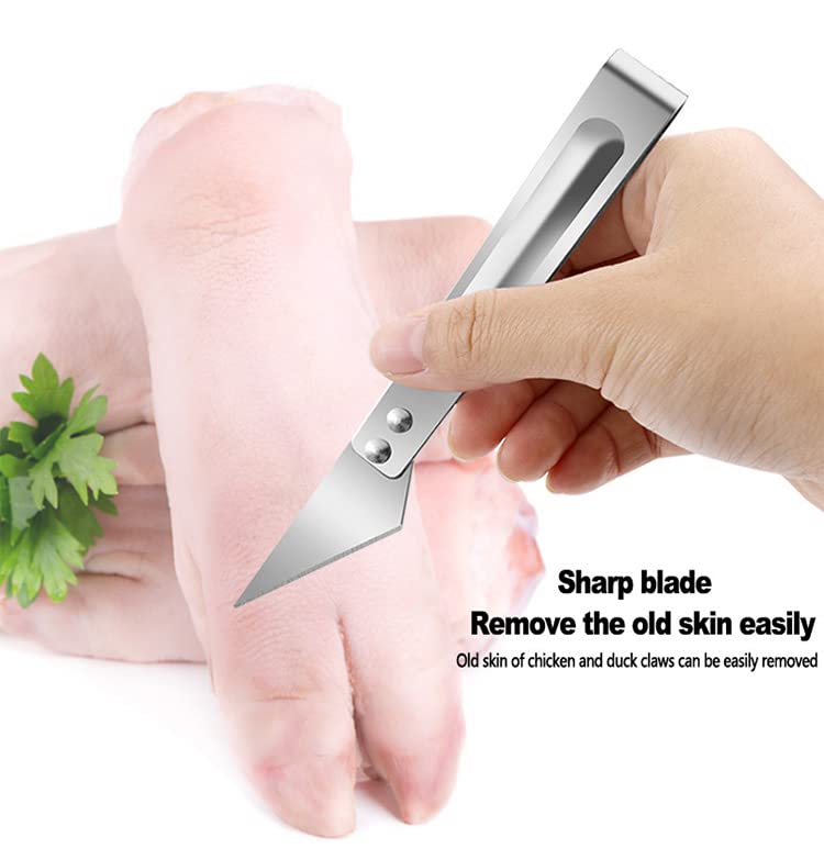 TorSor 5 Pack 2in1 Fish Bone Tweezers Chicken Meat Feather Remover Puller Seafood Tool Poultry Scissors Knife Intestine Cutter Kitchen Slant Pliers Debone Salmon Catfish Bass Hair Plucker Clip