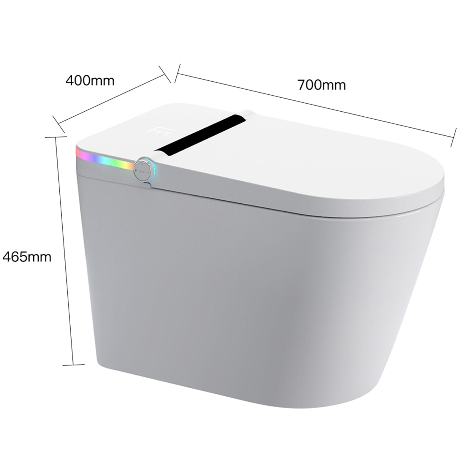 Fefances Smart Toilet with Integrated Bidet Seat - Tankless Design, Auto Lid Open/Close & Flush, Heated Seat for Comfort, Digital Display, Elongated Bowl - Perfect for Modern Bathrooms,White