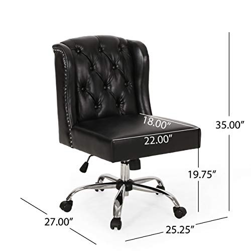 Christopher Knight Home Tammy Contemporary Wingback Tufted Swivel Office Chair, Midnight Black