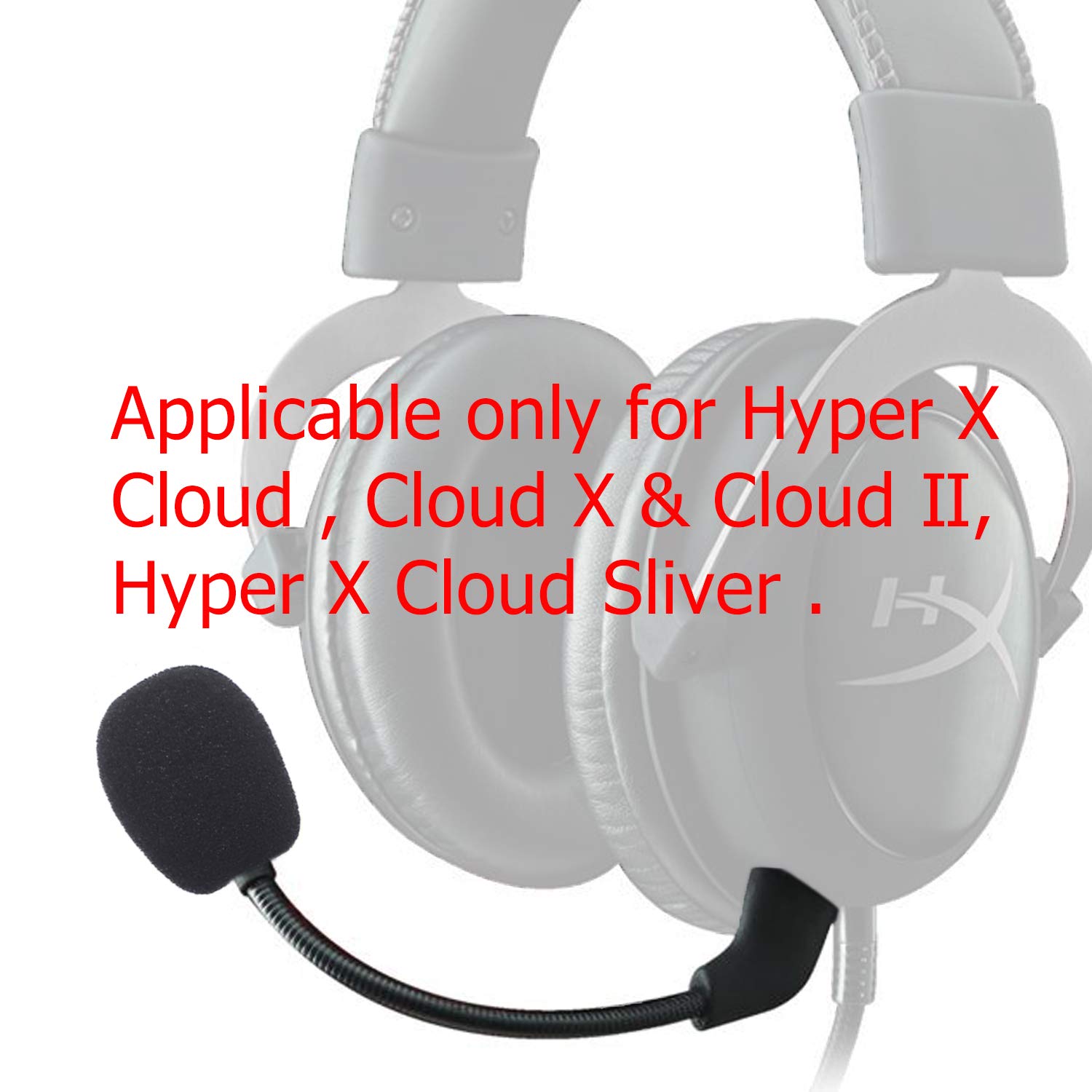 Mic Replacement Microphone Boom fits for Kingston HyperX Cloud, Cloud X and Cloud II 1st Version for PS4 Xbox One Nintendo Switch Computer PC Gaming Headsets Noise Cancelling 3.5mm Jack Black
