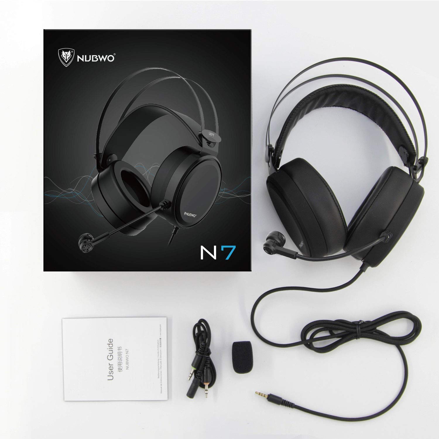 NUBWO Gaming headsets PS4 N7 Stereo Xbox one Headset Wired PC Gaming Headphones with Noise Canceling Mic , Over Ear Gaming Headphones for PC/MAC/PS4/Xbox one (Renewed)