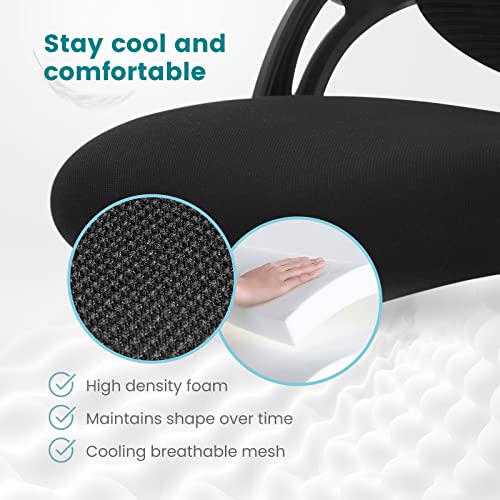 Ergonomic Office Chair with Flip-Up Arms, Home Office Desk Chairs with Wheels, Lumbar Support - Swivel Rolling Mesh Chair with Rock & Lock for Gaming- Computer Chair with Breathable Design