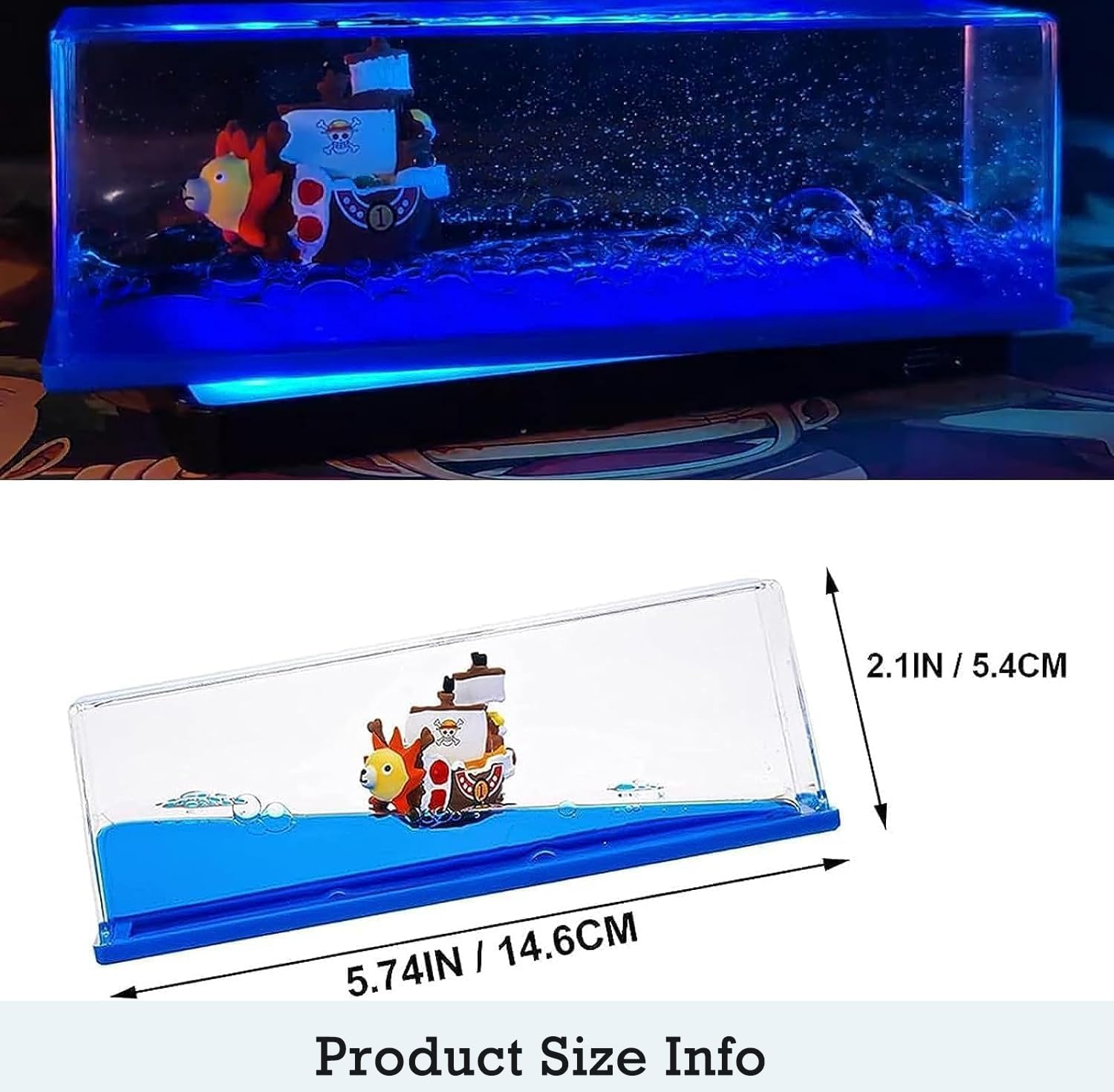 Ecqizer Unsinkable Ship in A Bottle, Cruise Ship Fluid Drift Bottle, Unsinkable Boat in A Box That Never Sinks for Home Decor Display, Holiday Gifts for Friends (Thousand Sunny), PLCP-01