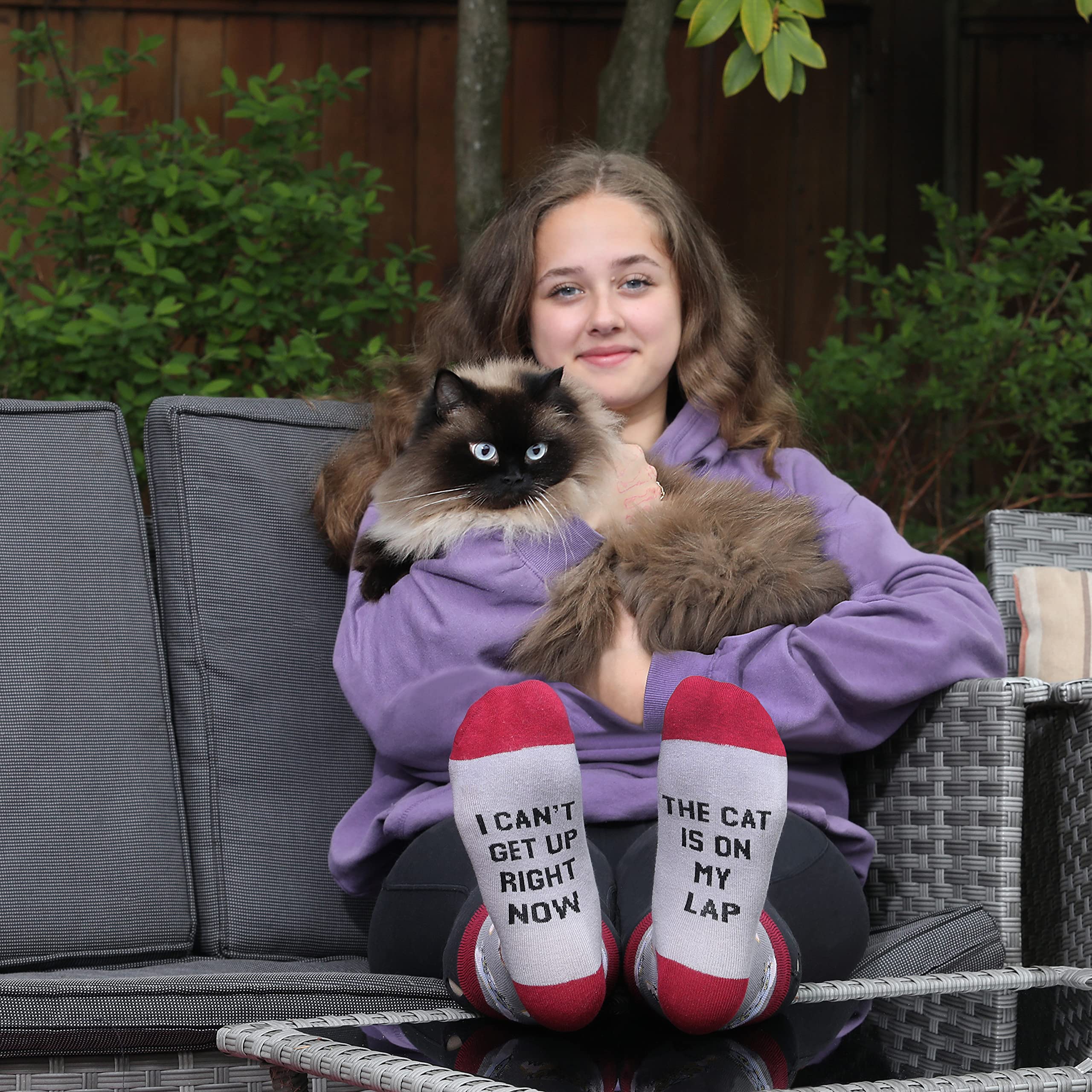 Cavertin Women's Novelty Socks with Gift Box Cat Lover Dog Mom Book Lover Cat Mom Llama Unicorn Sloth Corgi (Cat Lover)