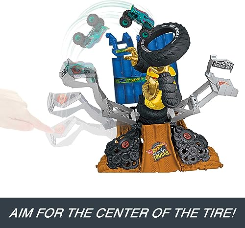 Hot Wheels Monster Trucks Arena Smashers Mega-Wrex vs. Crushzilla Takedown with 1:64 Scale Mega-Wrex Toy Truck and 6 Crushable Cars