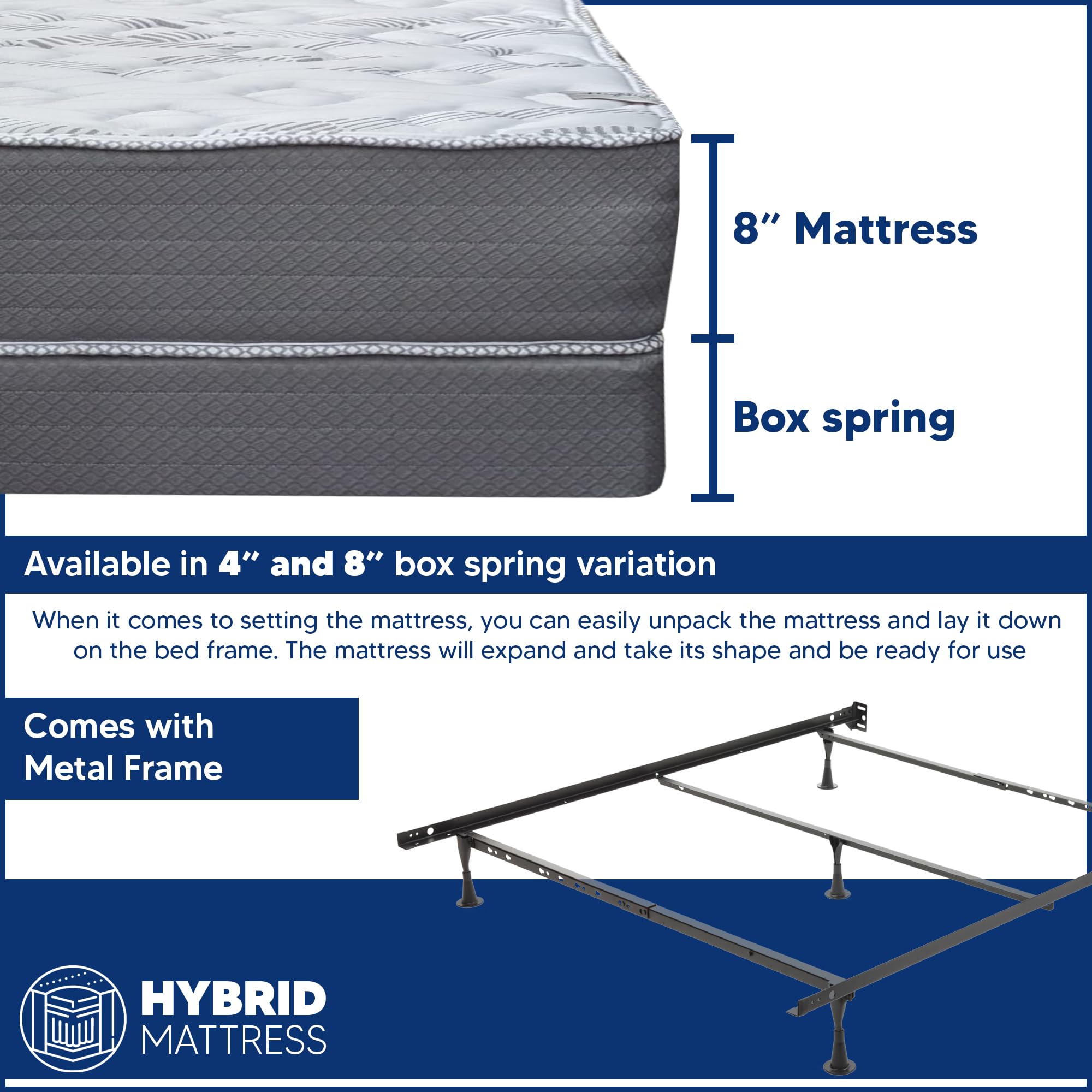 Greaton 14-Inch Firm Double sided Tight top Innerspring Mattress And 4" Wood Traditional Box Spring/Foundation Set With Frame, Twin XL, Mink