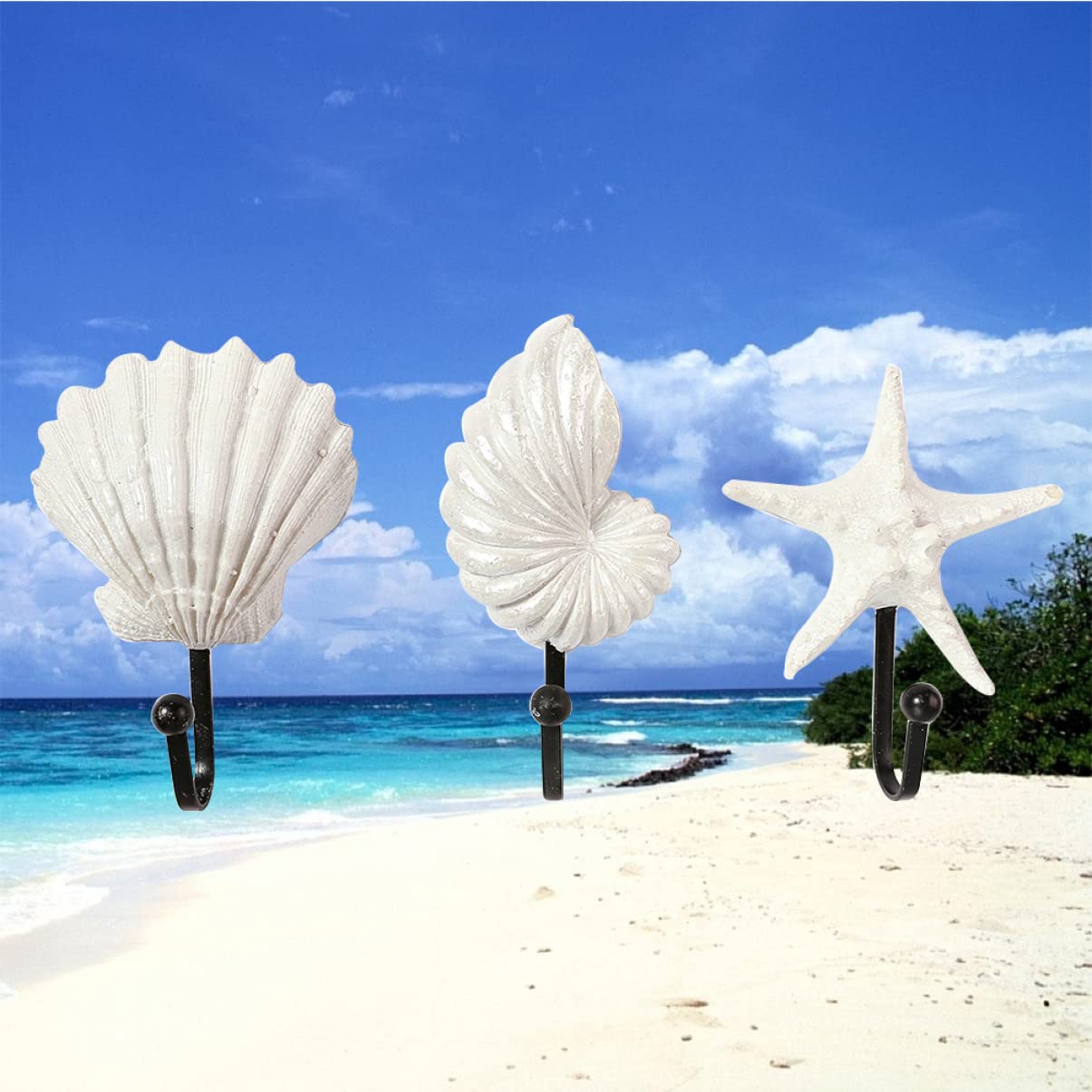 COHEALI Retro Decor Decor Coats Conch or Themed Hat Hanging Kitchen Clothes Hooks Hangers Decorations Beach Towel Star Bathroom Wall for Bedroom Towels Decorative Sea Coat Retro 3pcs