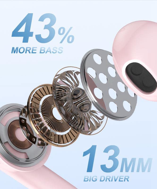 coioc Wireless Headphones, Ultra-Light and Bluetooth 5.3, CVC8.0 Bluetooth Earbuds, 30H with Mini Charging Case, USB-C Fast Charge, Deep Bass, IPX7 Waterproof, for Work,Travel