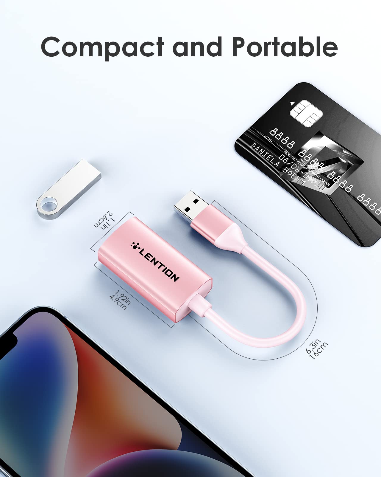 LENTION USB 3.0 Type A to Gigabit Ethernet Adapter, 1000M RJ45 Wired LAN Network Converter Compatible with Nintendo Switch, MacBook Pro/Air, Surface, Chromebook, Most Windows Laptops (HU604,Rose Gold)