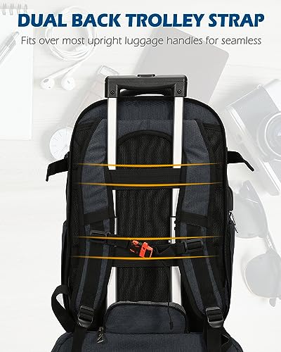 Hynes Eagle 2 in 1 Travel Backpack 22 inches Carry on Luggage 63L Rolling Backpack for Men Women with Packing Cubes 3PCS Set