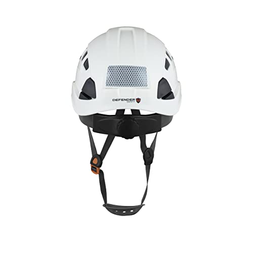 Defender Safety H1-CH Safety Helmet Hard Hat with Visor ANSI Z89.1 for Construction (White w/Visor)