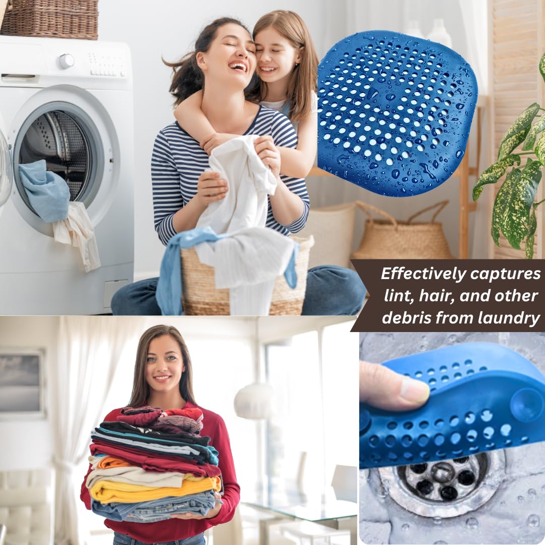 Elegaro Silicone Drain Hair Catcher with Suction Cup Hair Stopper for Shower Bathtub Kitchen Sink Pack of 2 Blue, Sky Blue