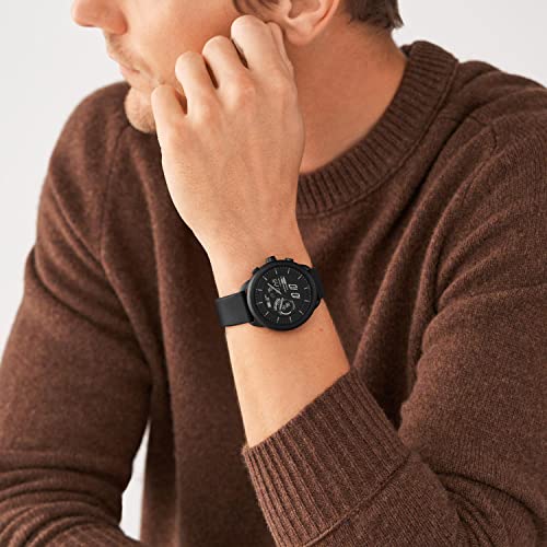 Fossil Men's or Women's Gen 6 Wellness Edition 44mm Silicone Hybrid Smart Watch, Color: Black (Model: FTW7080)