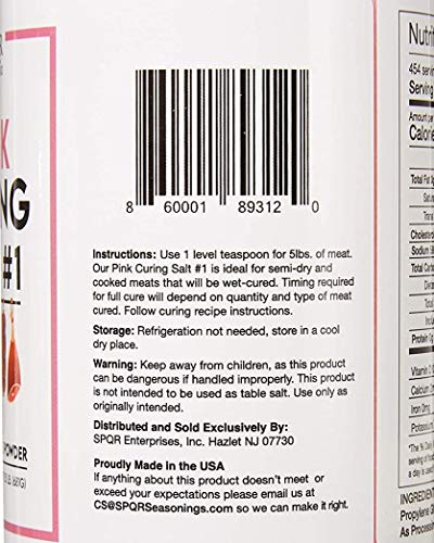 Curing Salt No.1. Quick Cure Premium Prague Powder XL 1.5 Pound Bottle by SPQR Seasonings