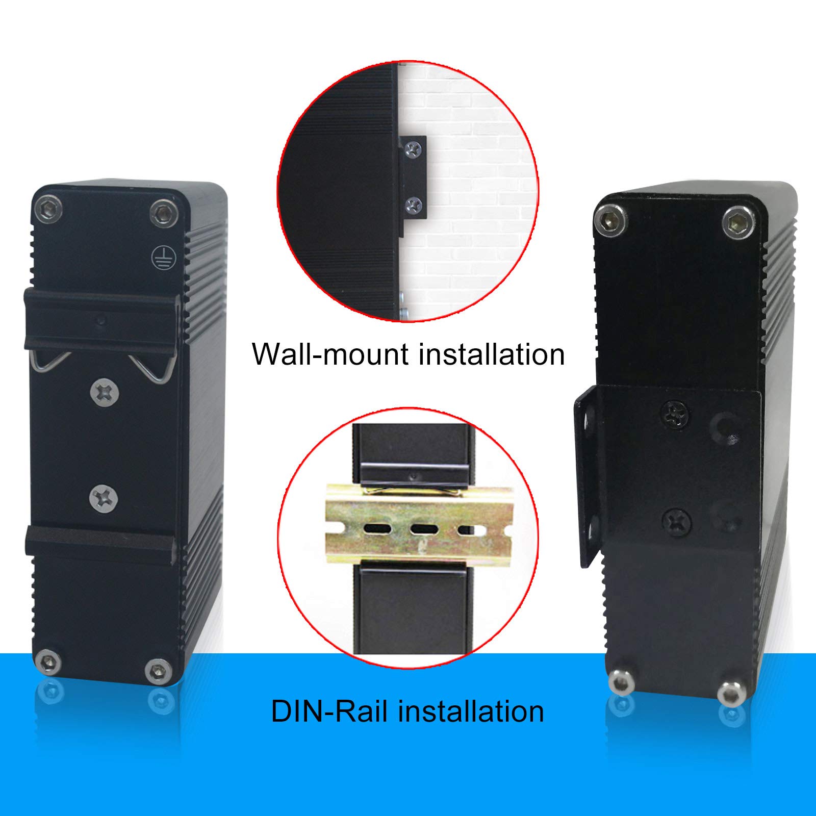 Gigabit PoE Injector, Industrial Gigabit PoE+ Injector,Non PoE to PoE Adapter,IEEE802.3 at 30W Hardened POE Adapter with 12-48V DC Input DIN- Rail,Distance Up to 100 Meters (328 ft)
