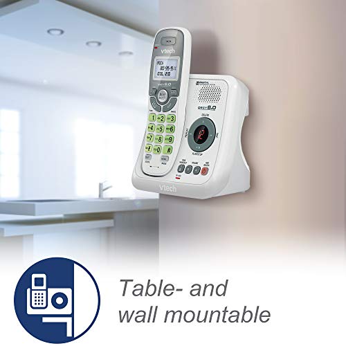 VTech CS6124 DECT 6.0 Cordless 2K DCI 1080p Phone with Answering System and Caller ID/Call Waiting, White with 1 Handset