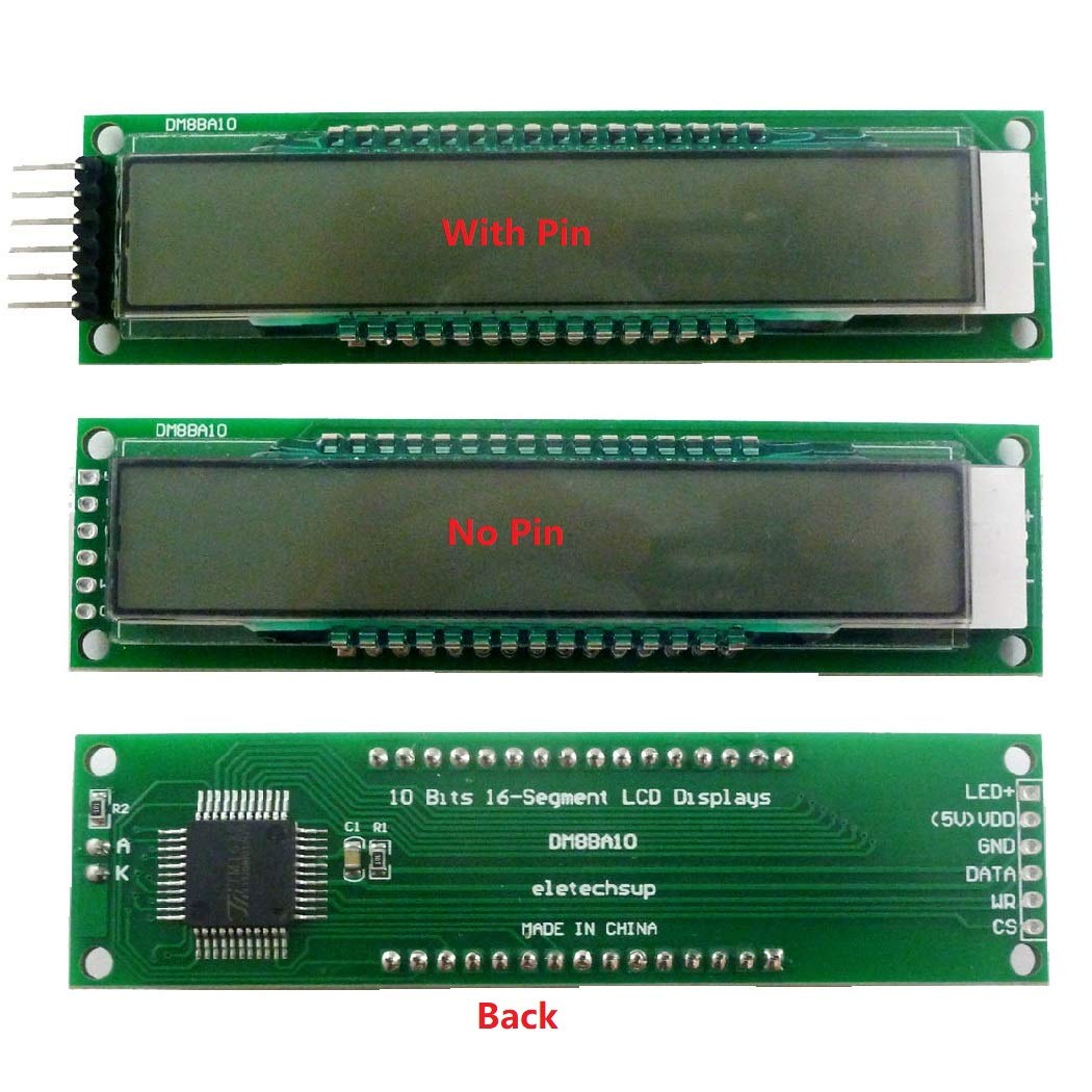 eletechsup 10 bit 16-Seg SPI LED Display Serial LCD for Ardino MGA2560 Example Sketch (no pin 4pcs)
