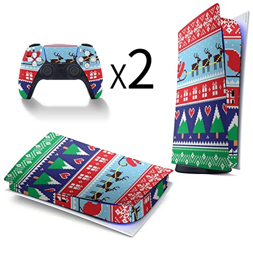 Christmas Jumper Or Sweater Full Protective Skin Cover Design Wrap Decal Sticker Compatible with PS5 Digital Edition Console and Controller