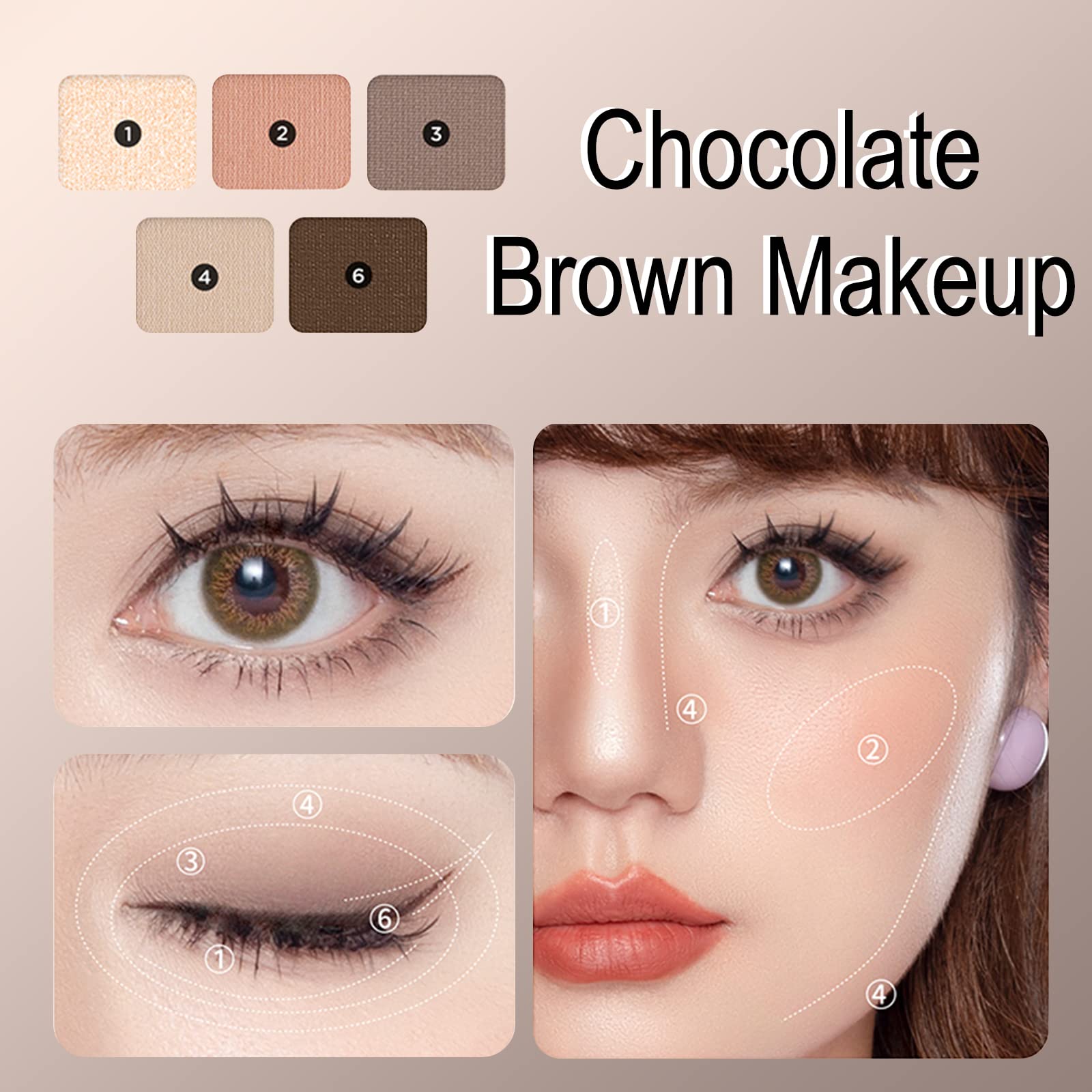 Erinde Matte Eyeshadow Palette Makeup - 6 Taupe & Brown Matte Neutral Shades, Ultra-Blendable, Rich Colors, Velvety Texture, Makeup Set Includes Mirror & Brush, Great for Travel