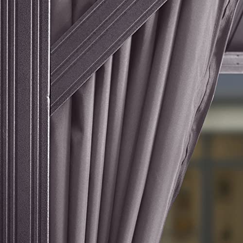 PURPLE LEAF 10' X 12' Permanent Hardtop Gazebo Aluminum Gazebo with Galvanized Steel Double Roof for Patio Lawn and Garden, Curtains and Netting Included, Grey