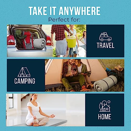Foamma 3" x 26" x 63" Memory Foam Roll-Up Camping Mattress, CertiPUR-US Certified Foam, Quilted Soft Cover, Made in USA, Portable and Comfortable
