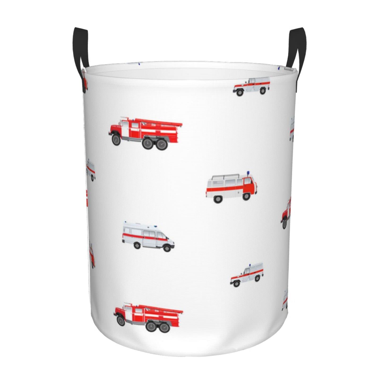Cars Ambulance Rescue Firetruck Laundry Hamper With Handle Foldable Durable Laundry Basket Storage Bin Dirty Clothes Organizer Bag For Bedroom Bathroom Nursery