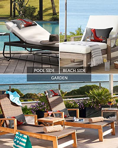 Houseall Outdoor Lumbar Pillows with Insert, Modern Red High Heel Shoes Ombre Gray Texture Waterproof Patio Pillows Adjustable Strap Head Resting Pillows for Chair Couch Office, 2PCS