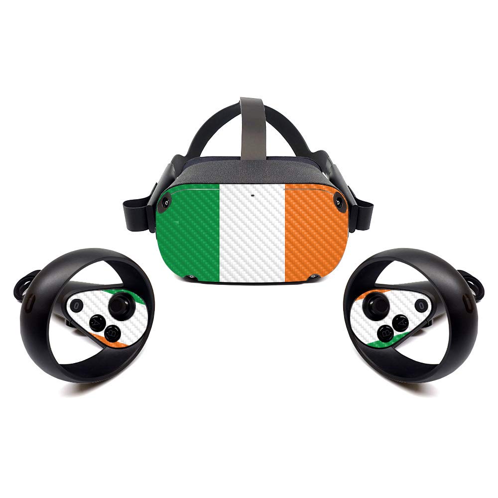 MightySkins Carbon Fiber Skin for Oculus Quest - Irish Flag | Protective, Durable Textured Carbon Fiber Finish | Easy to Apply, Remove, and Change Styles | Made in The USA