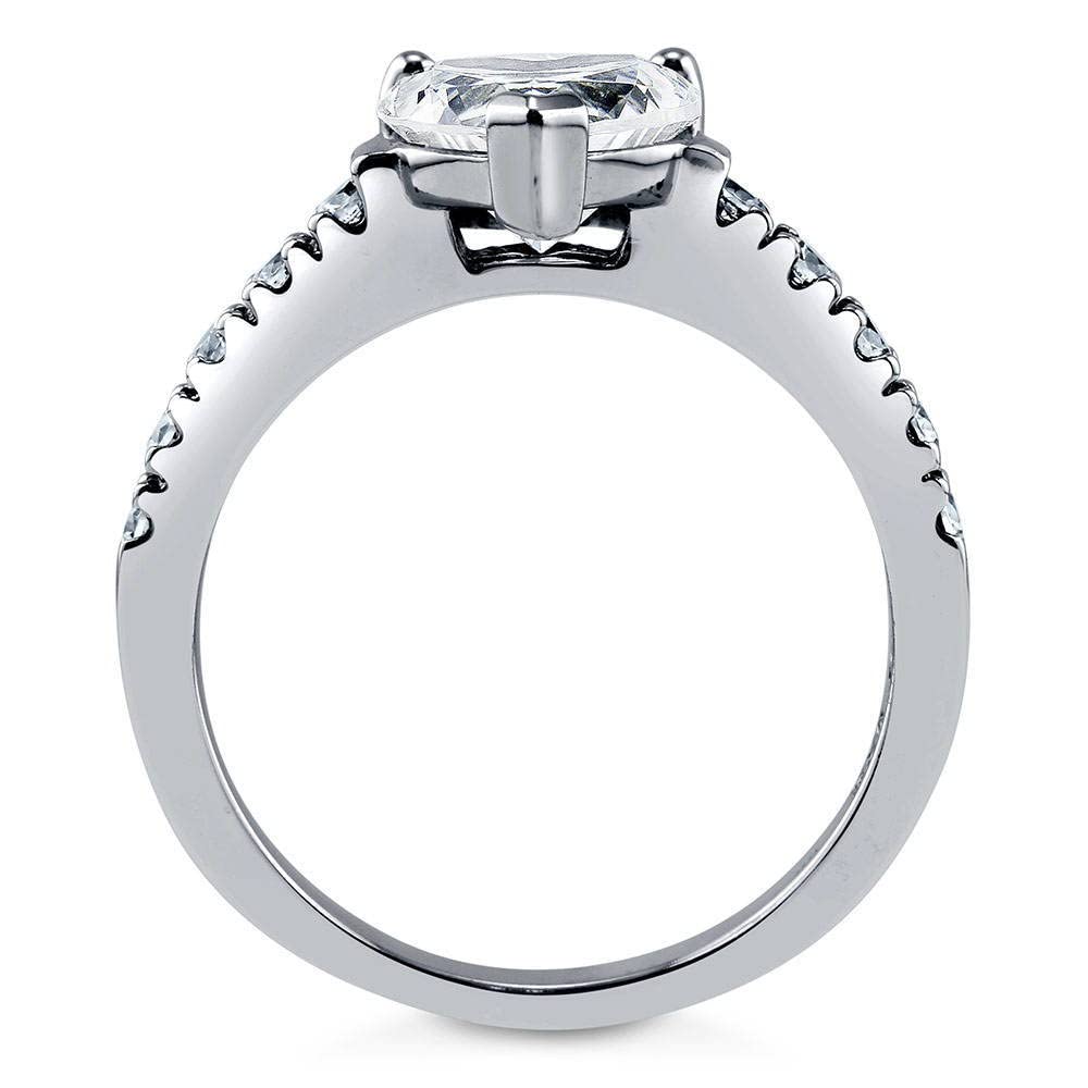 BERRICLE Sterling Silver Solitaire Wedding Engagement Rings 1.7 Carat Cubic Zirconia CZ Heart Promise Ring for Women, Rhodium Plated Size 9