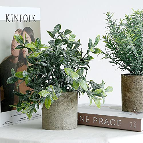 Gleenwave Artificial Plants 3 Potted Mini Fake Plants Artificial Eucalyptus Decorative Plants for Home Decor Indoor Room Table Office