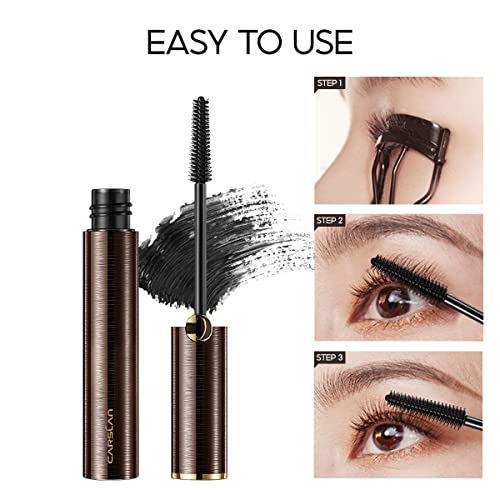 CARSLAN Mascara Liquid Volumizing Lash Washable Long Wear Mascara Build Big Bad Eye Makeup, No Clump, Smudgeproof, Very Black, 1 count