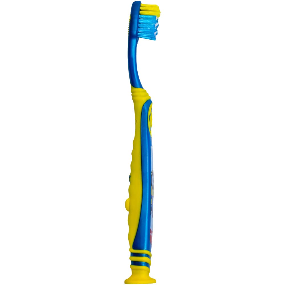 Colgate Minions Toothbrush with Suction Cup, Tongue Cleaner 5+ Years, Extra Soft (Colors Vary) - Pack of 6