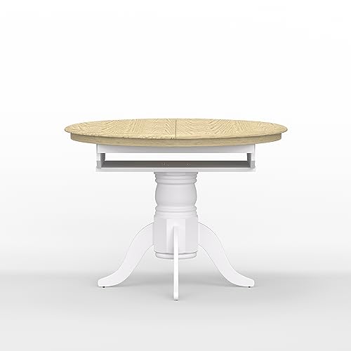 Glenwillow Home 7-PC - Oval Butterfly Leaf Dining Table + Spindle Back Dining Chairs Dining Set in White/Natural