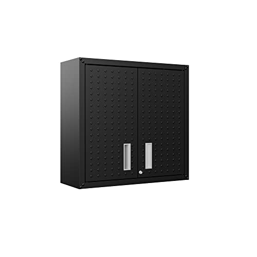 Manhattan Comfort Fortress 30" Floating Textured Metal Garage Cabinet with Adjustable Shelves, Set of 1, Charcoal Gray