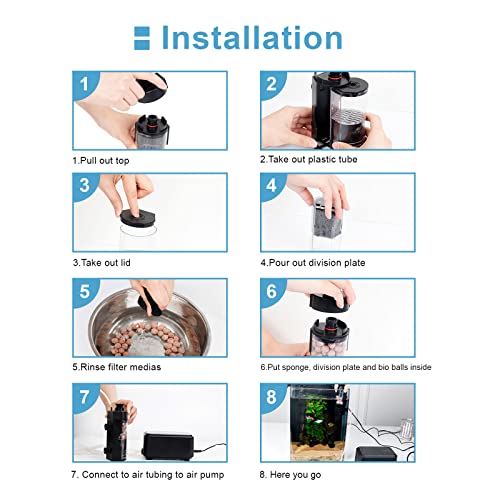 hygger Small Aquarium Bio Sponge Filter Mini Fish Tank Filter for Breeding Fry Betta Shrimp Tank 0.5-5 Gallon (Small)