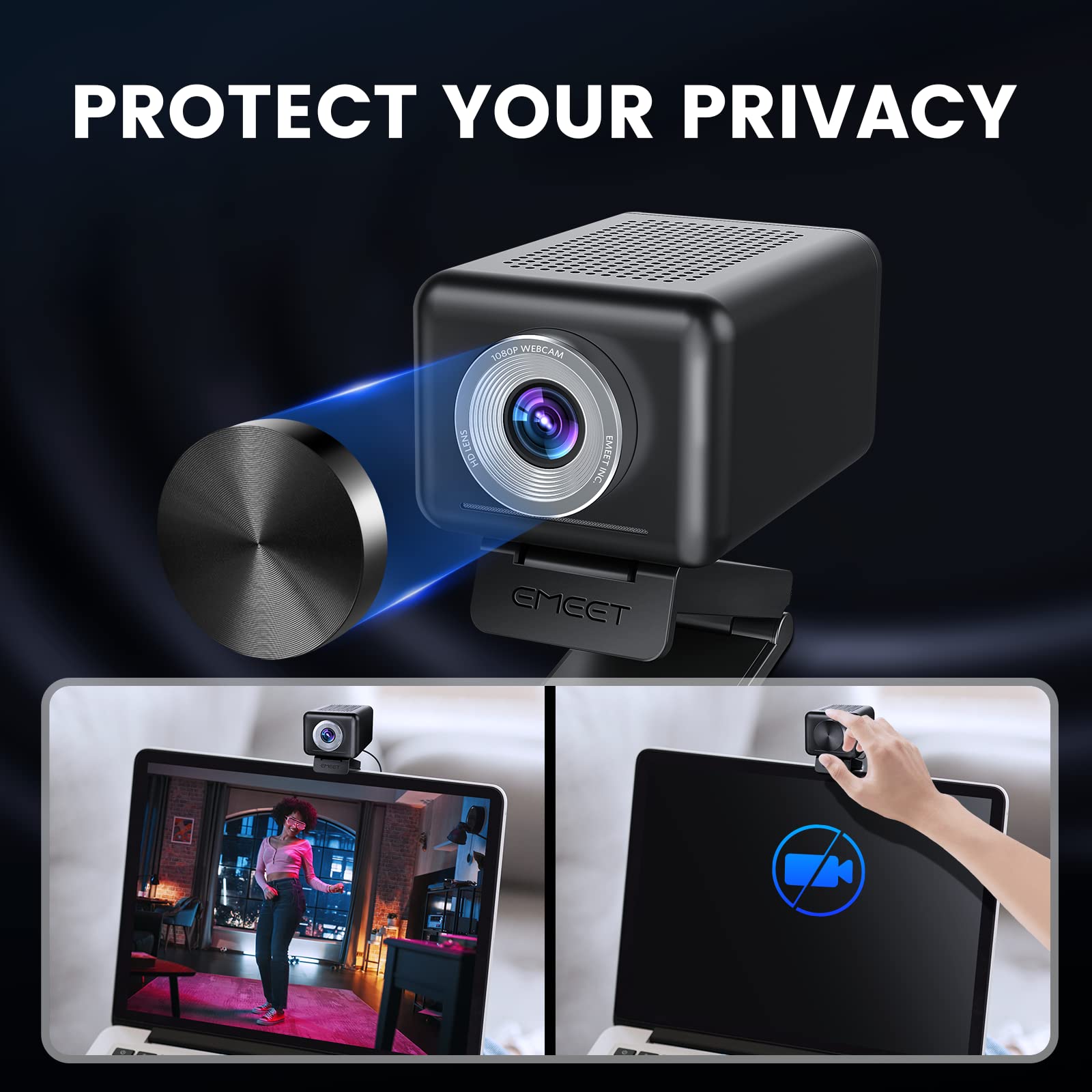 EMEET 1080P Webcam with Microphone, C960 Web Camera USB Speakerphone for Live Streaming, 1080p60 HD Webcam, 3-in-1 AI Speakerphone with Webcam