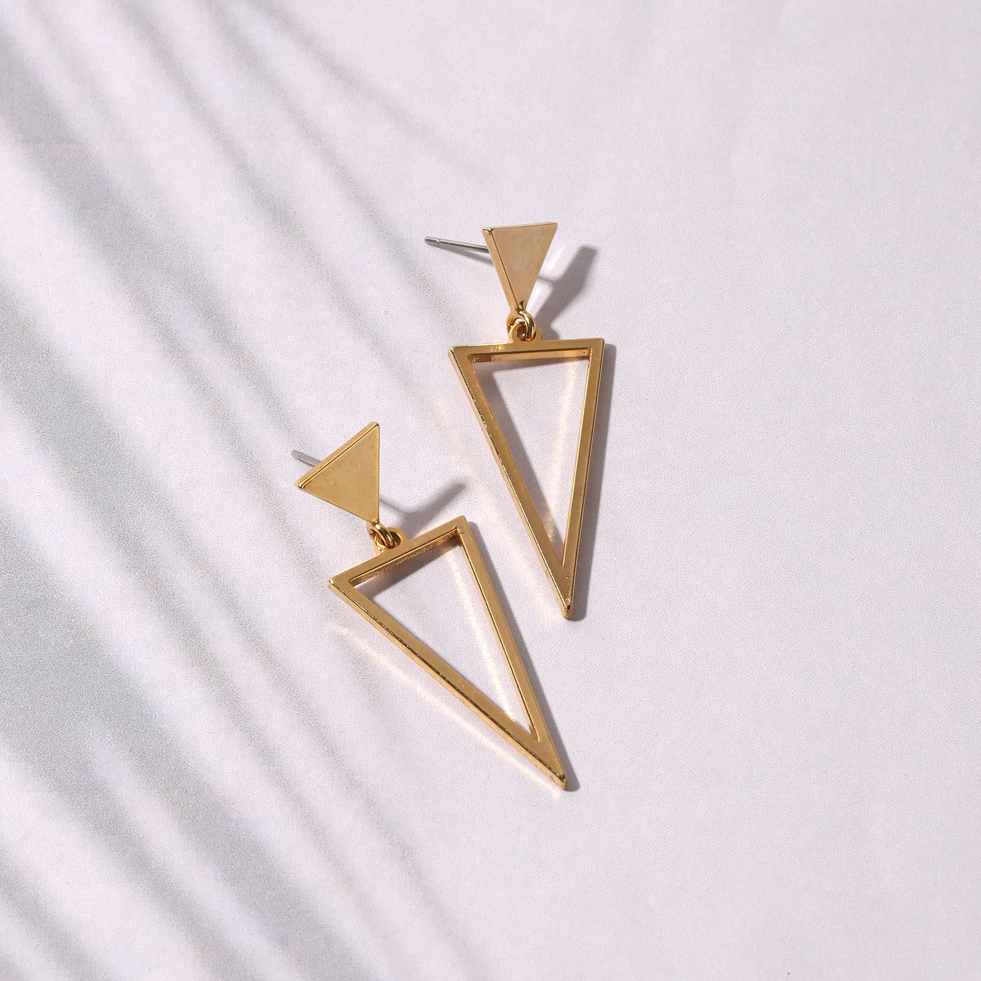 Bonaluna Triangle Metal Dangle Drop earrings for Women
