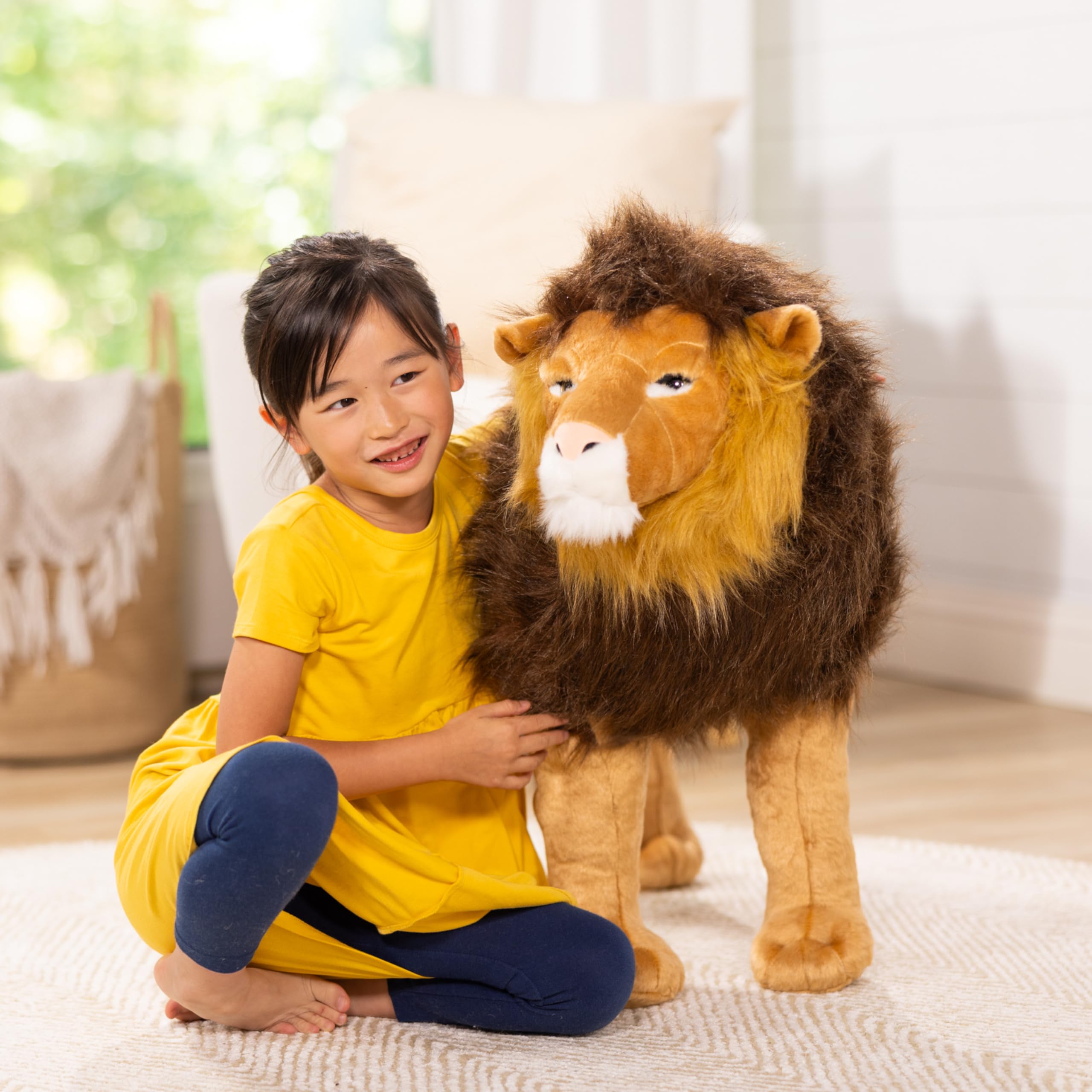 Melissa & Doug Standing Lion Lifelike Stuffed Animal with Full Mane, More Than 2 Feet Tall, Nearly Three Feet Long Brown