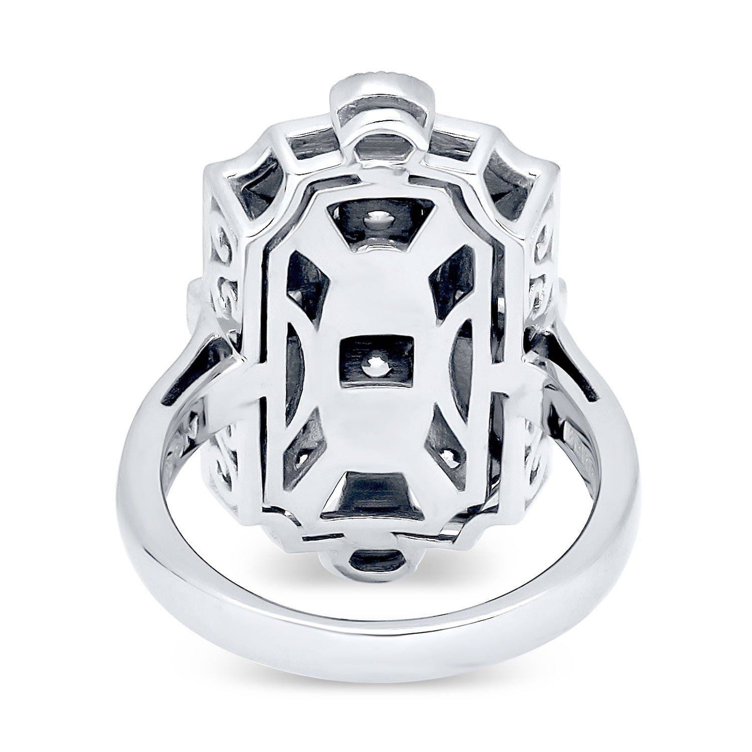 BERRICLE Sterling Silver Art Deco Cubic Zirconia CZ Statement Milgrain Cocktail Fashion Ring for Women, Rhodium Plated Size 9