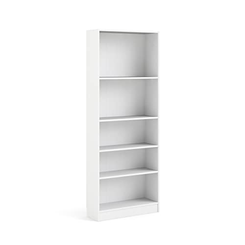 Tvilum Element Wide 5 Shelf Bookcase, Tall, White
