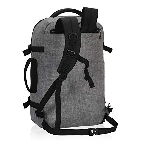 Hynes Eagle Travel Backpack 40L Flight Approved Carry on Backpack Men Large Cabin Weekender Laptop Backpack Women 15.6 inches Light Grey with Red Violet