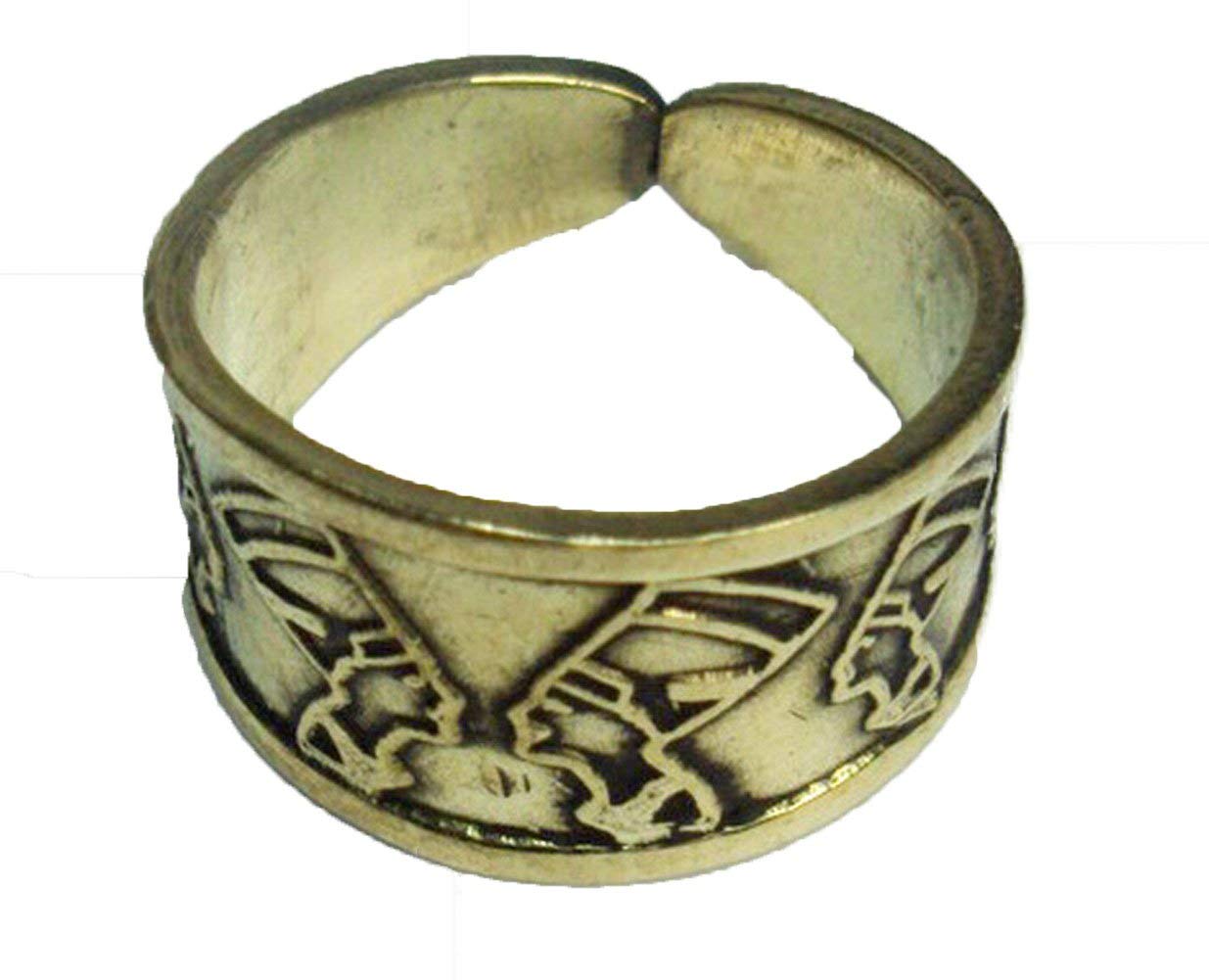 bonballoon Egyptian Finger Ring Hieroglyphic Queen Nefertiti Pharaoh Brass Hand Adjustable Pharaohās Egypt Pharaohs Costume Jewelry Accessory Handmade Engraved Symbol Wholeness Hieroglyphics
