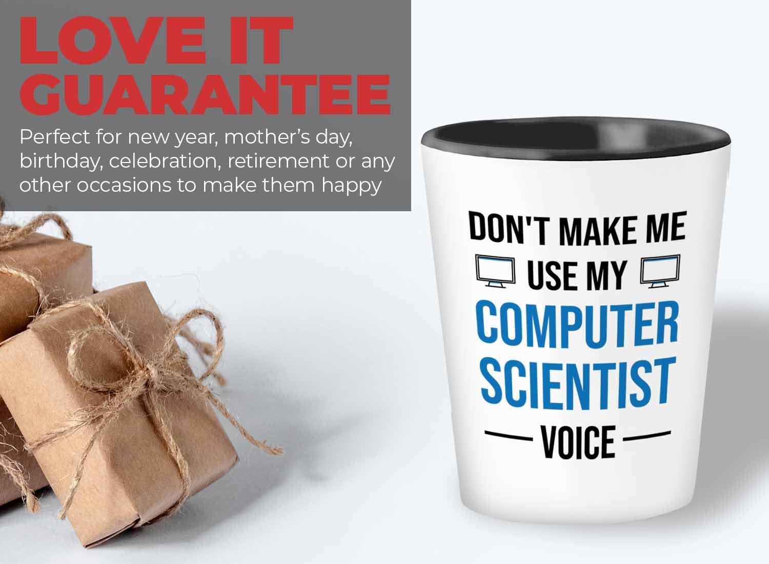Bubble Hugs Scientist Shot Glass 1.5oz - Computer Voice - Science Lover Technician Engineer Science Data Analyst Chemistry Scientist Laboratory Partner Software