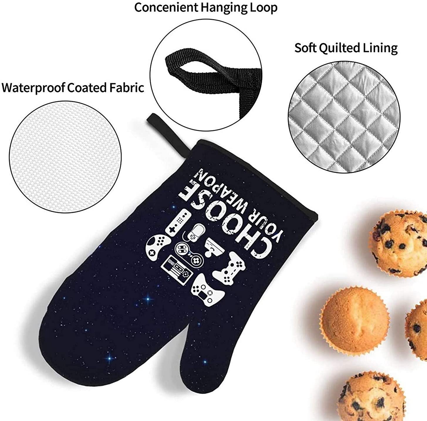 Choose Your Weapon Gamer Oven Mitts and Pot Holders Set of 4 Kitchen Set for Cooking