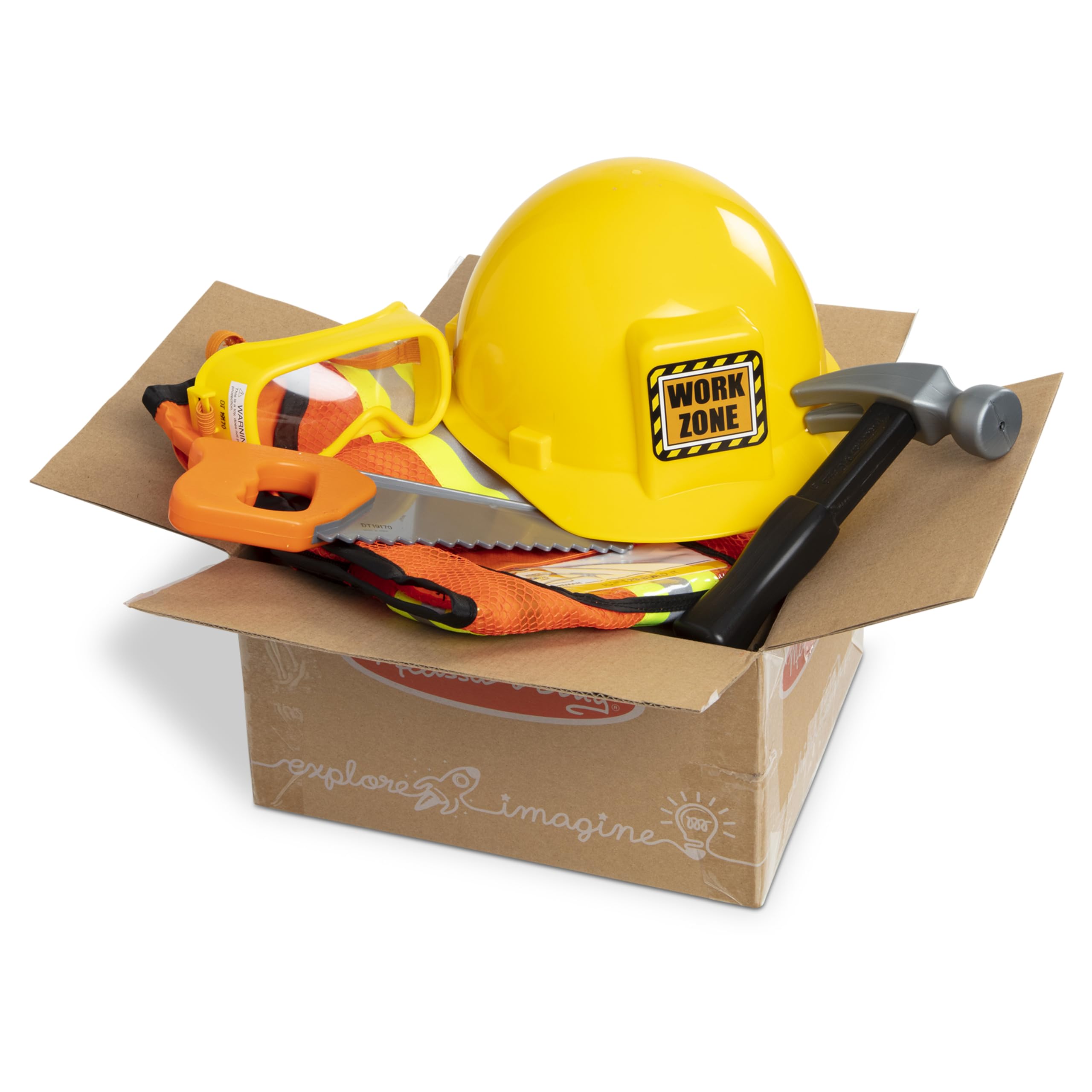 Melissa & Doug Construction Worker Role Play Costume Dress-Up Set (6 pcs) Frustration-Free Packaging - Pretend Construction Worker Outfit, Construction Worker Costume Set For Kids, Toddlers Ages 3+