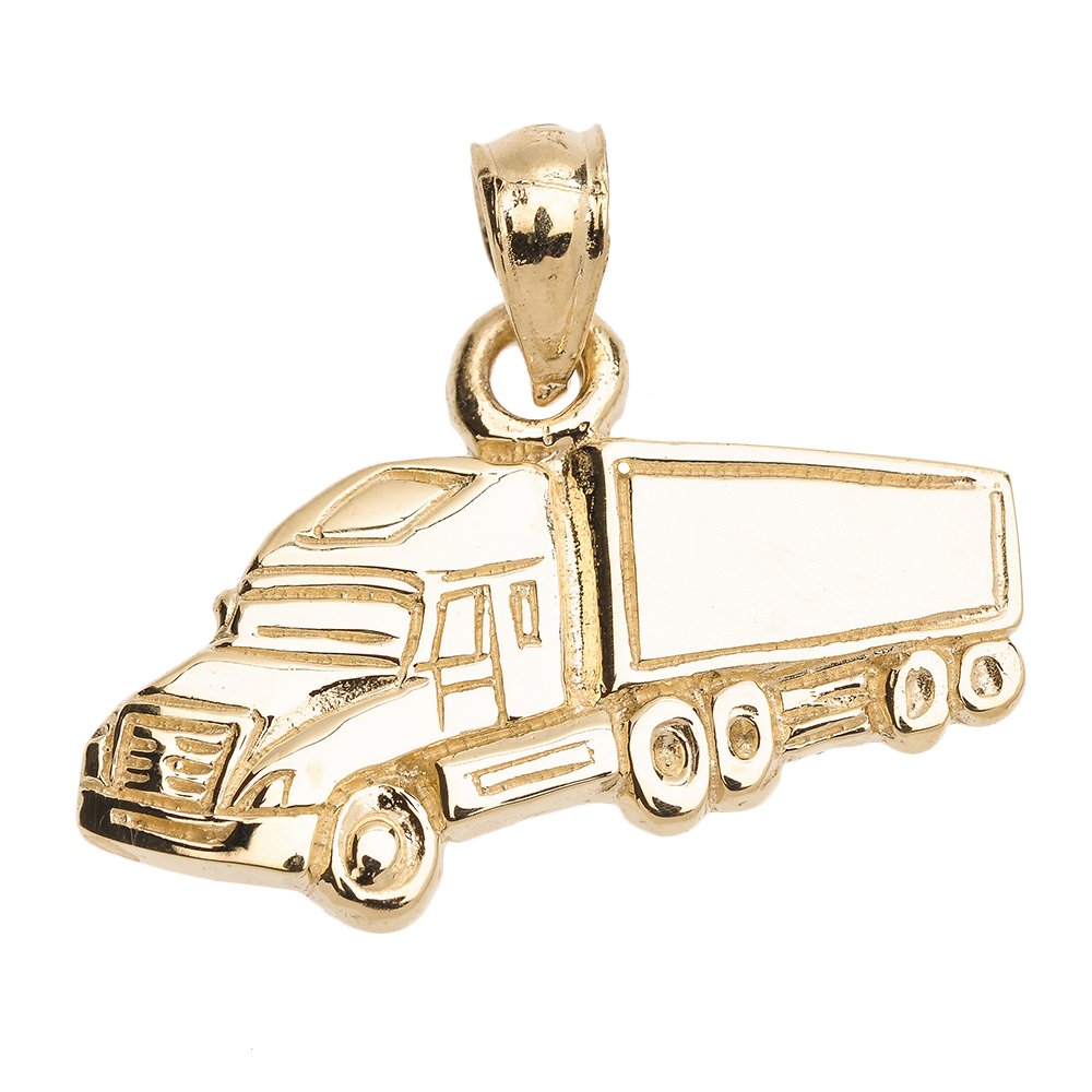 CaliRoseJewelry 10k Yellow Gold Big Rig Truck Driver Pendant (25mm x 19mm) Weight: 2.7 Grams
