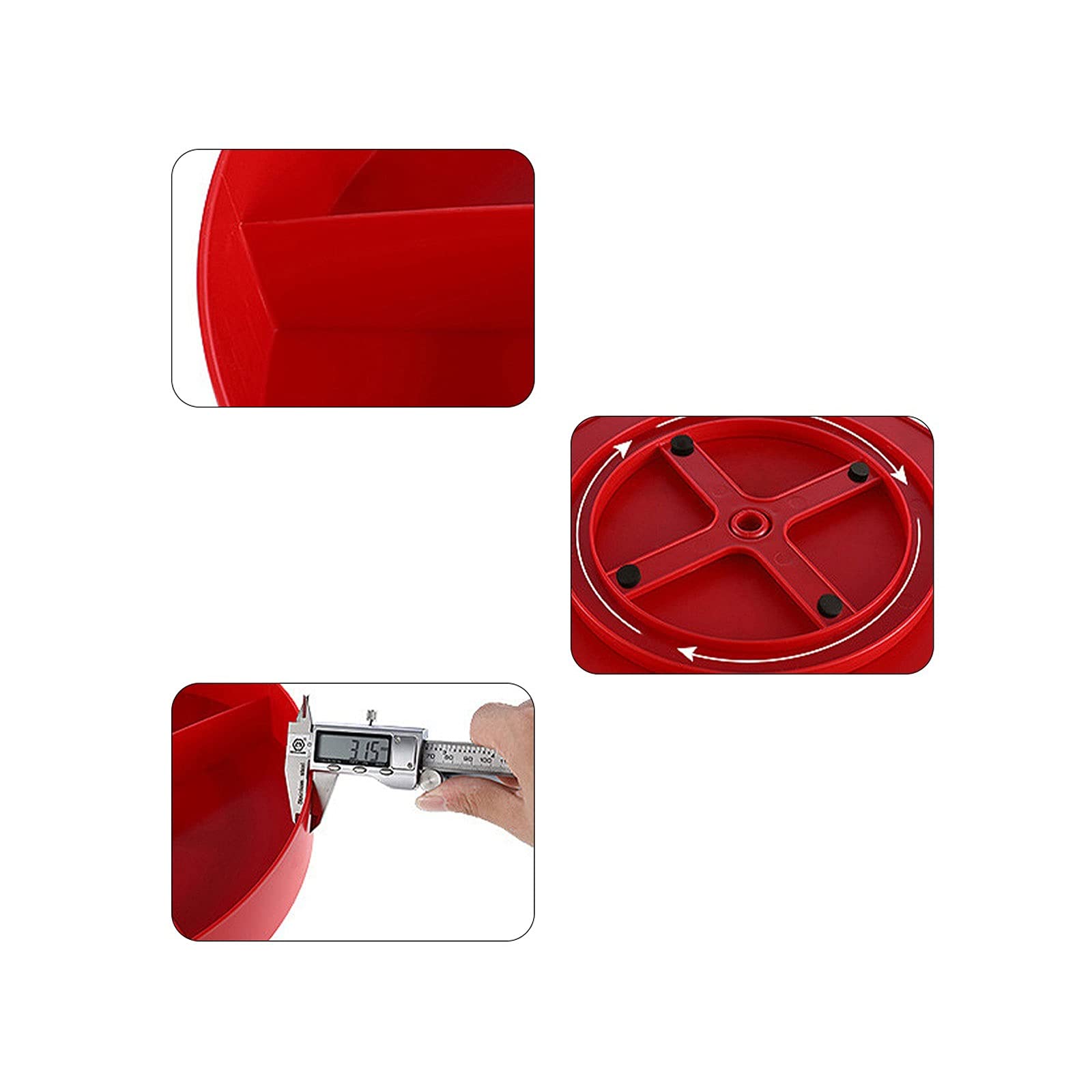 DEPILA Multifunctional Fruit Dish 4 Grid Cover Dried Fruit Snack Tray Food Storage Tray Rotatable Snack Tray Candy Pastry Nut Box Tray (Color : Red)