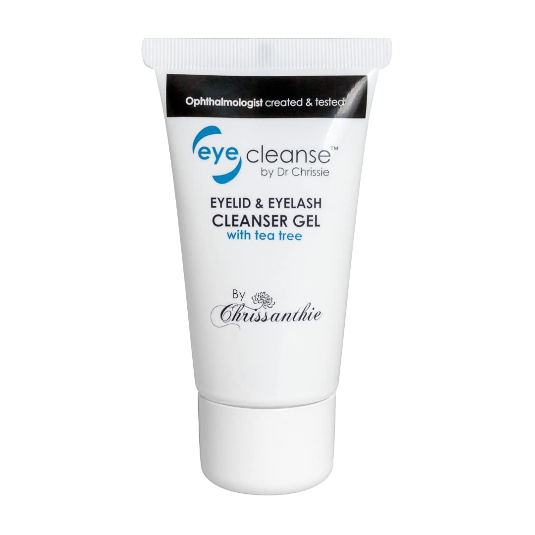 Chrissanthie Eyelid Cleanser 30ml with Tea Tree and Citrus Extracts – All-in-one eye makeup remover, eyelash extensions cleanser & face wash – Relief for scratchy, crusty & dry eyes